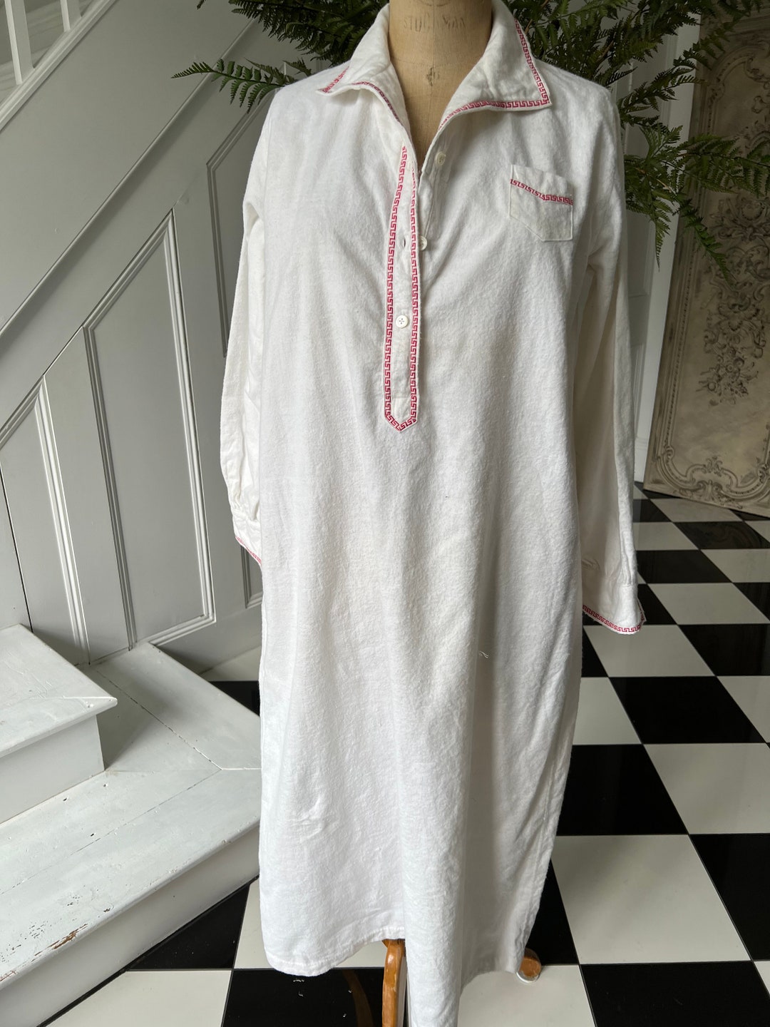 Victorian Edwardian Winter Long Nightgown Artist Shirt Nightshirt With ...
