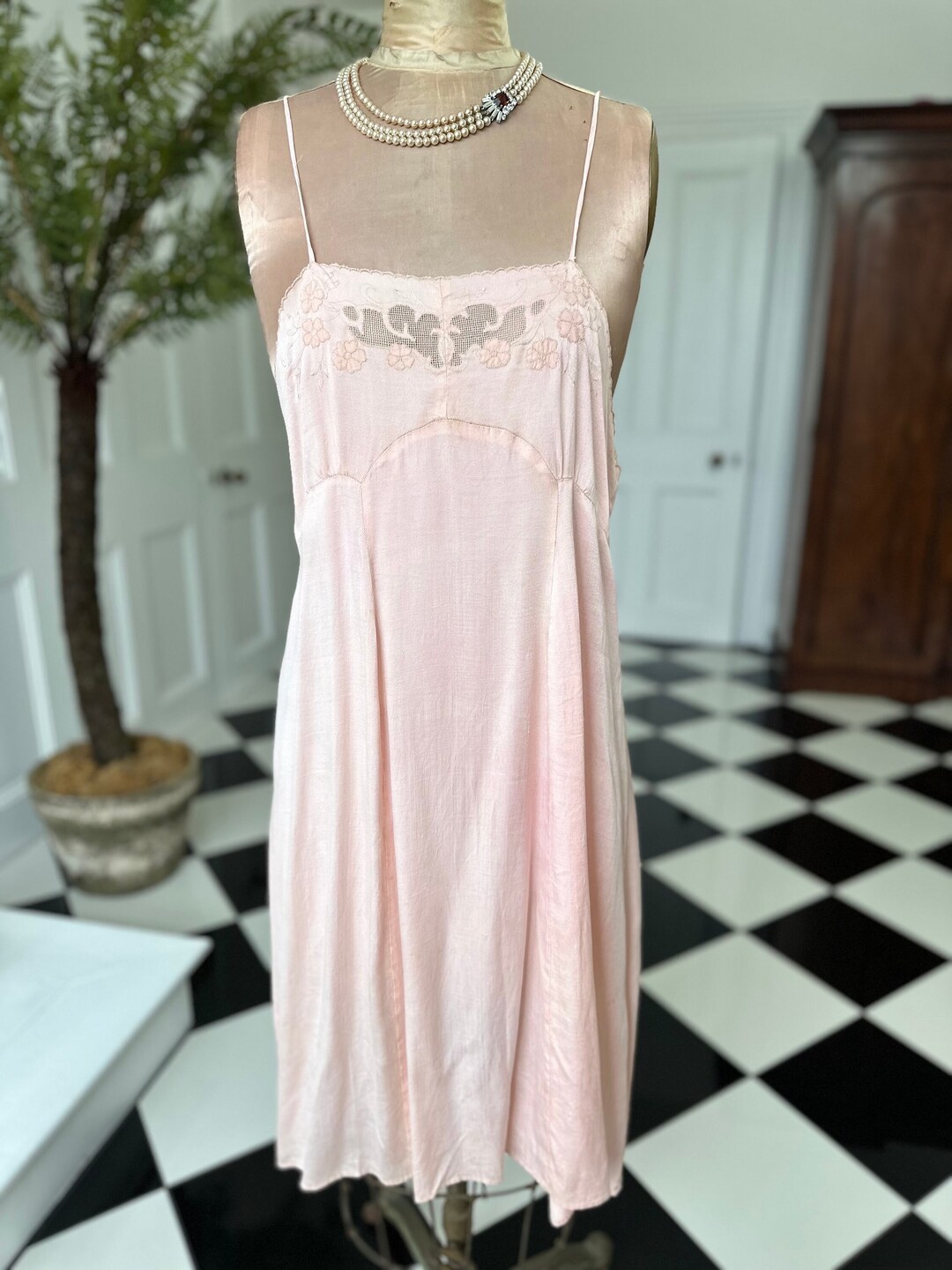 1930s Pink Silk Negligee Slip With Embroidery - Etsy