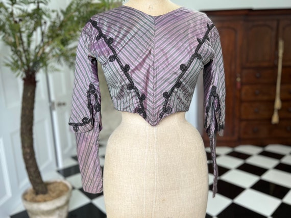 Antique 1850 1860s two tone purple silk bodice - Gem