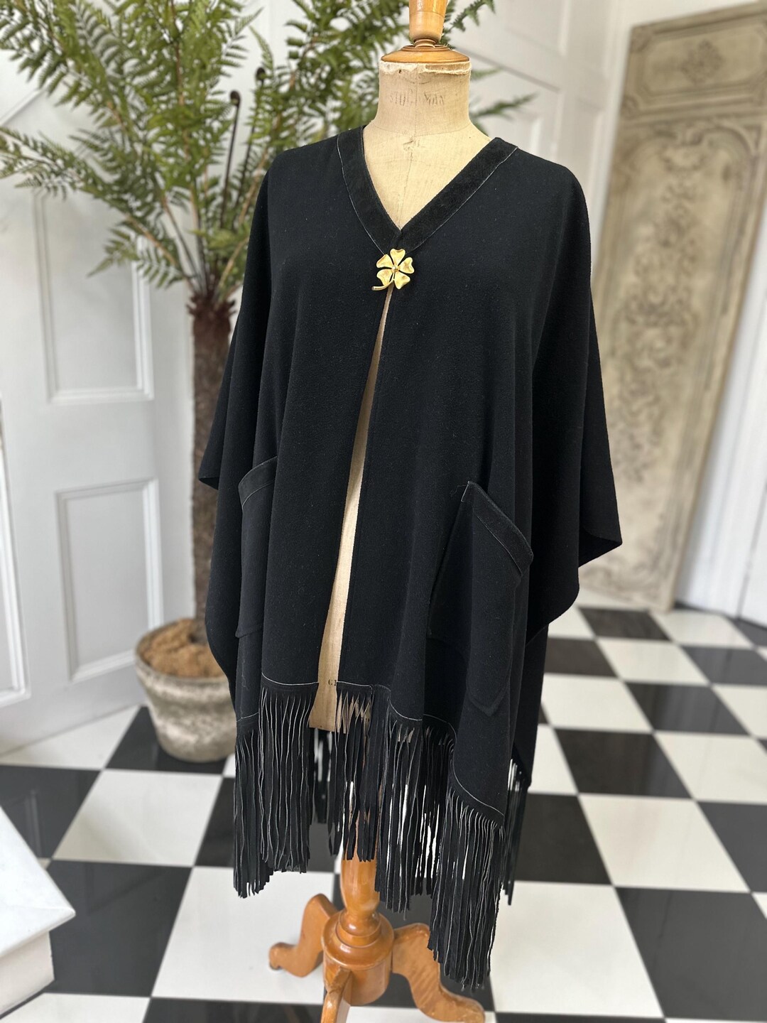 1970s Black Poncho 100% Cashmere as Stated on the Label - Etsy