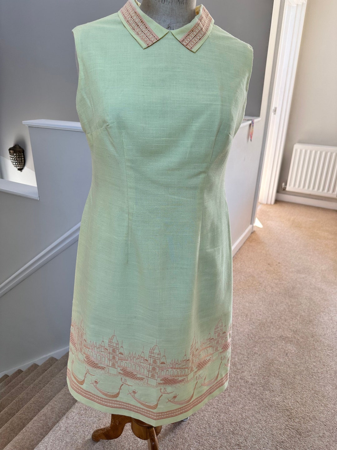 Vintage 1960s Pale Yellow and Peach Embroidery Shift Dress - Etsy
