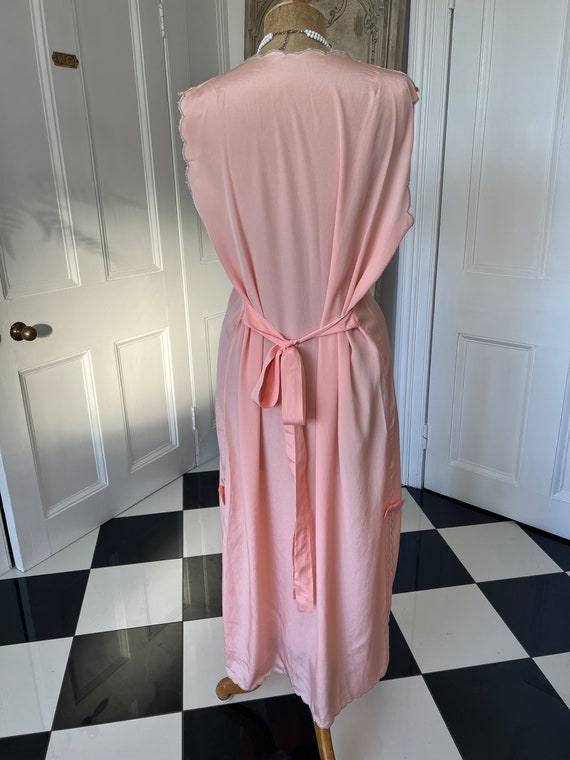 1940s rayon peach slip with blue flowers - Gem
