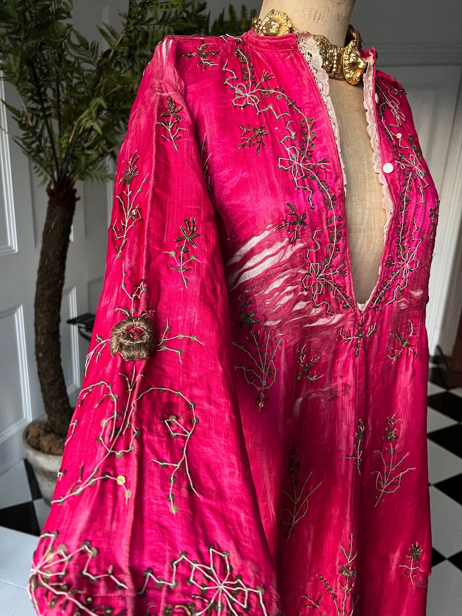 Antique Ottoman Silk Bindalli Dress: Hot Pink Zardozi Embroidery - Etsy