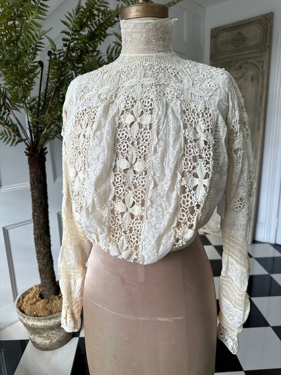 1910s Edwardian Irish crochet lace blouse - Gem