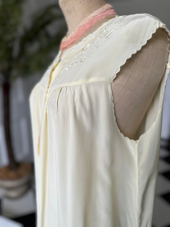 Vintage cream silk smock style long slip dress with h… - Gem