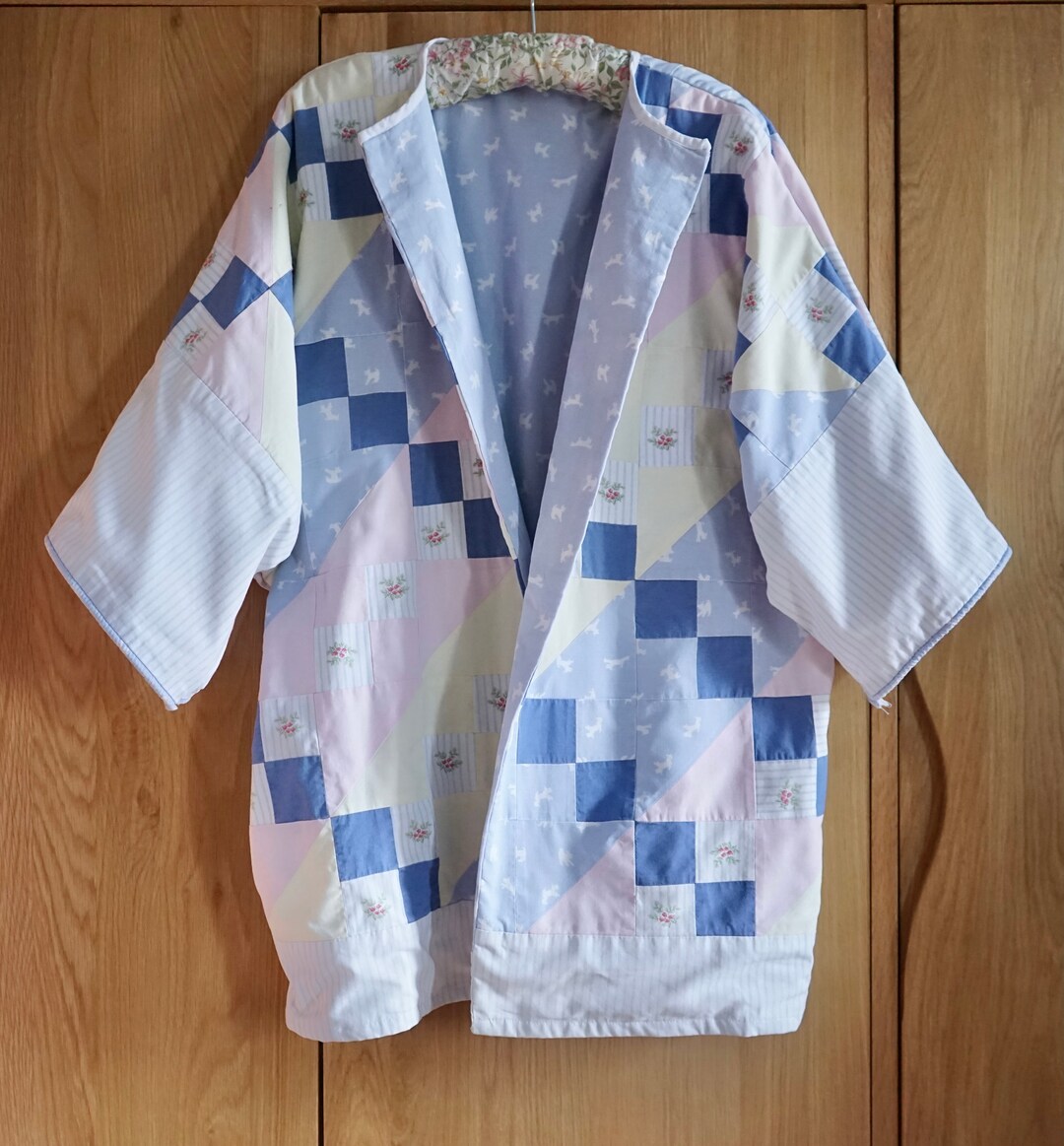 1980s Handmade Pastel Patchwork Crazy Quilt House Coat/chore Jacket ...