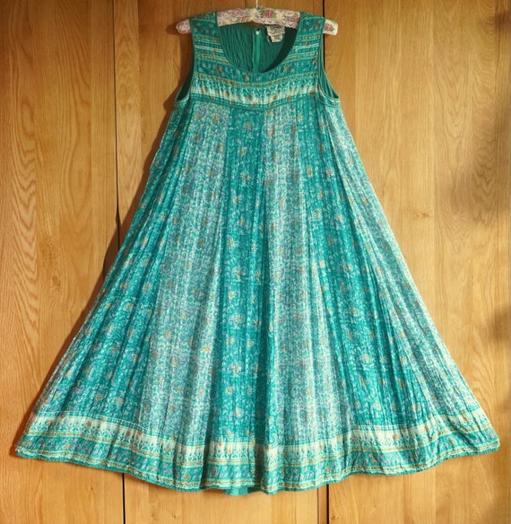 Green Dreamer-Rare 1970s Ultra Soft Block Print Patch… - Gem