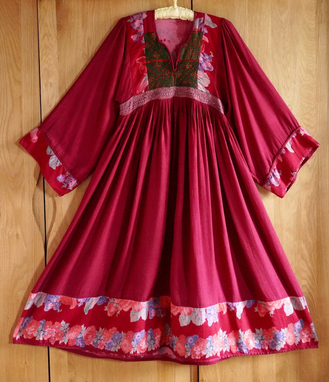 60s 70s Hand Embroidered Patchwork Afghan Dress, Ethnic/folk/gypsy ...