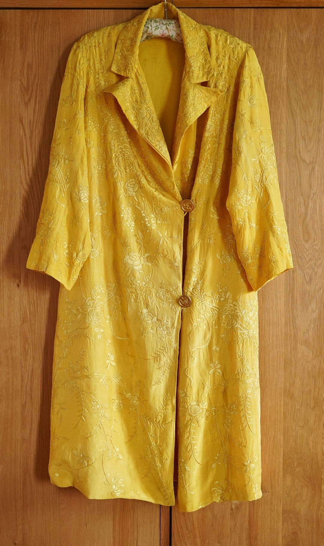 Original 1920s Antique Art Deco Hand Embroidered Floral Bird Divine ...