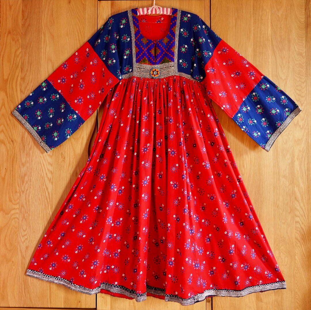 1970s Patchwork Afghan Dress, Hand Embroidered Ethnic/folk/gypsy/hippy ...