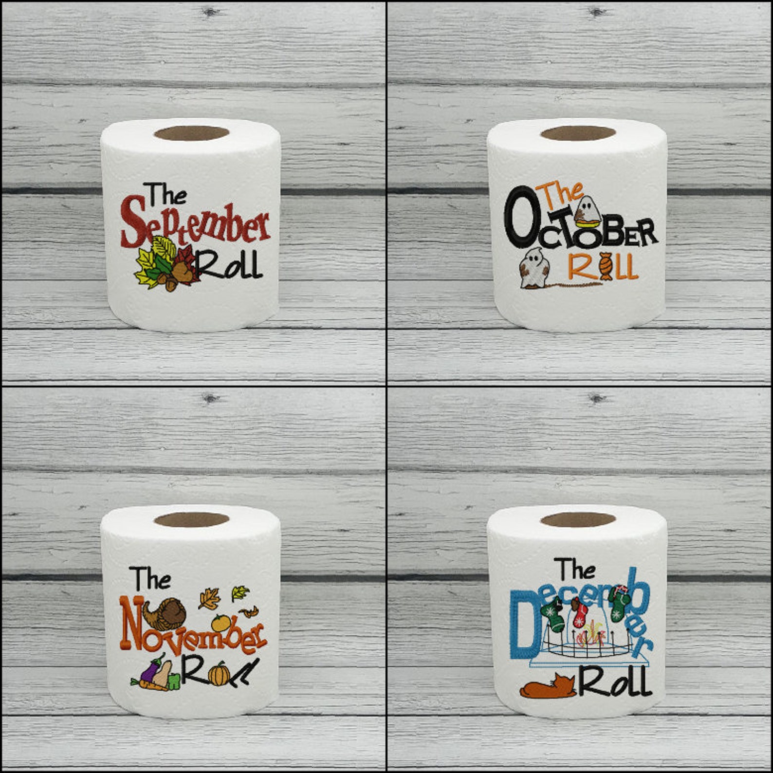 TP Roll of the Month Embroidered Toilet Paper Perpetual - Etsy