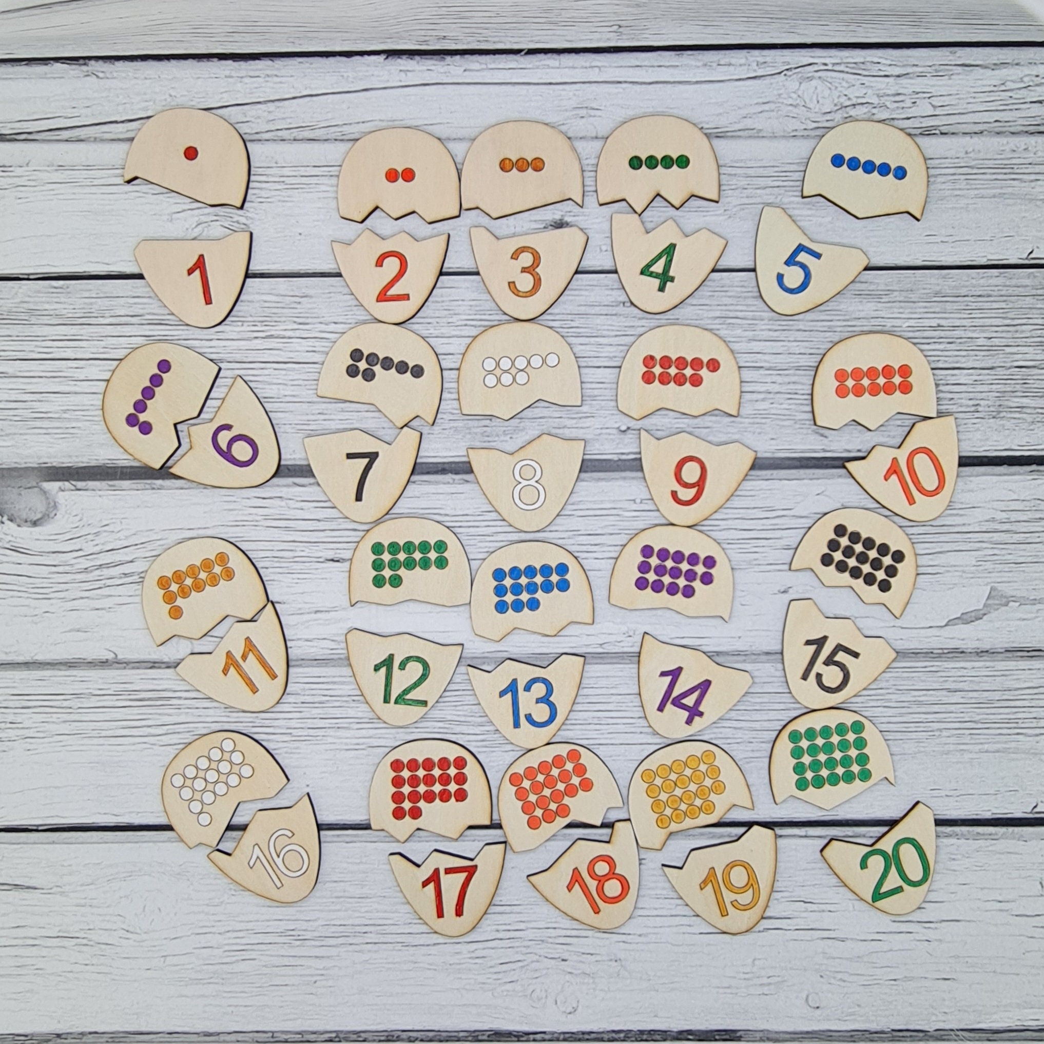 Number Matching Counting Wooden Egg Shaped Puzzles Busy Bag - Etsy