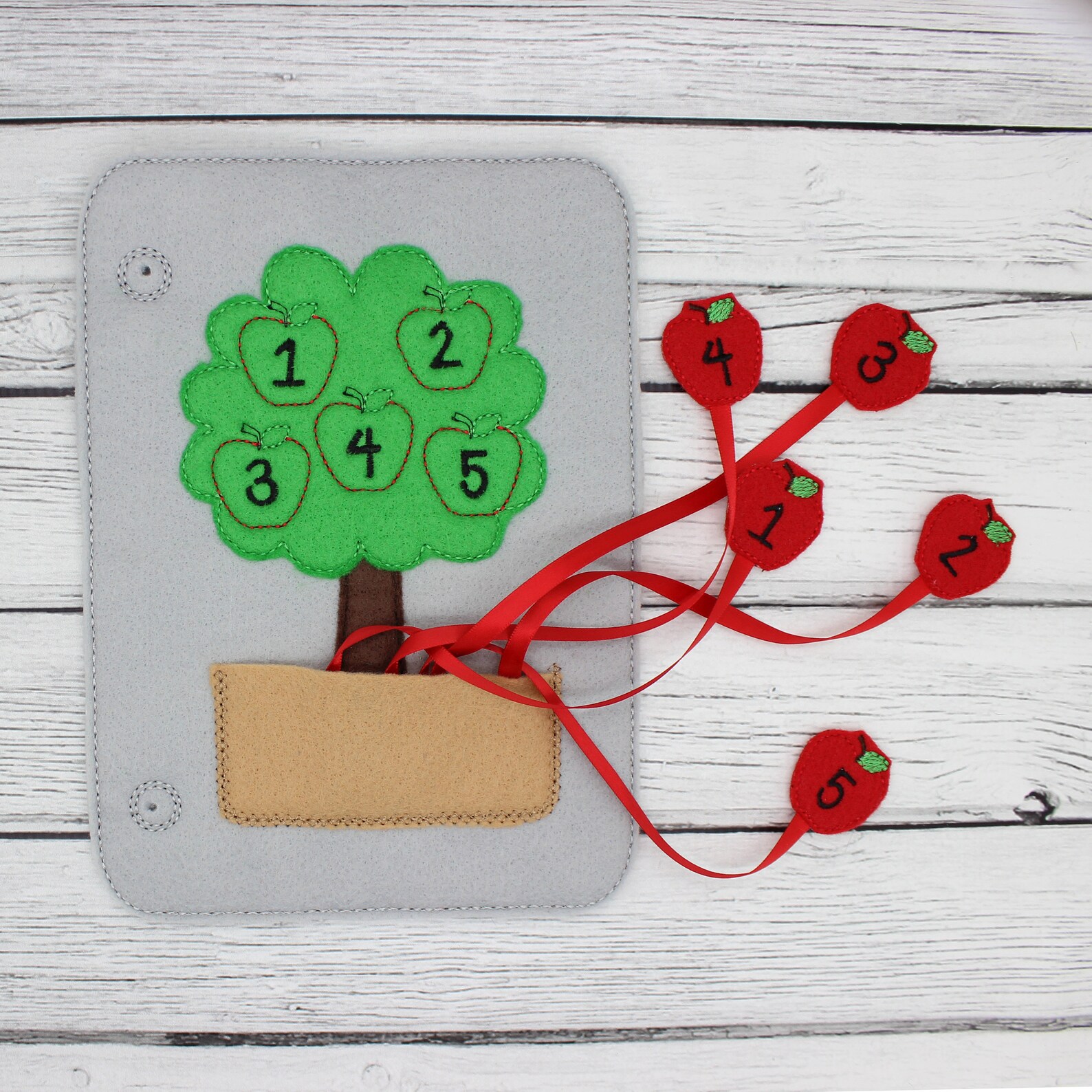 Apple Tree Counting Quiet Busy Book Page, Educational Toys, Felt ...