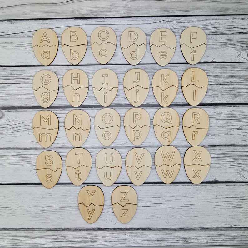 ABC Wooden Egg Shaped Letter Matching Puzzles Busy Bag Games - Etsy