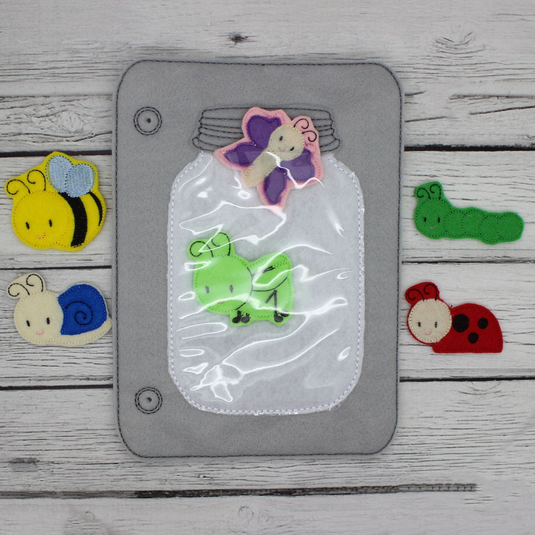 Catch A Bug Jar Quiet Busy Book Page, Educational Toys, Felt Activity ...