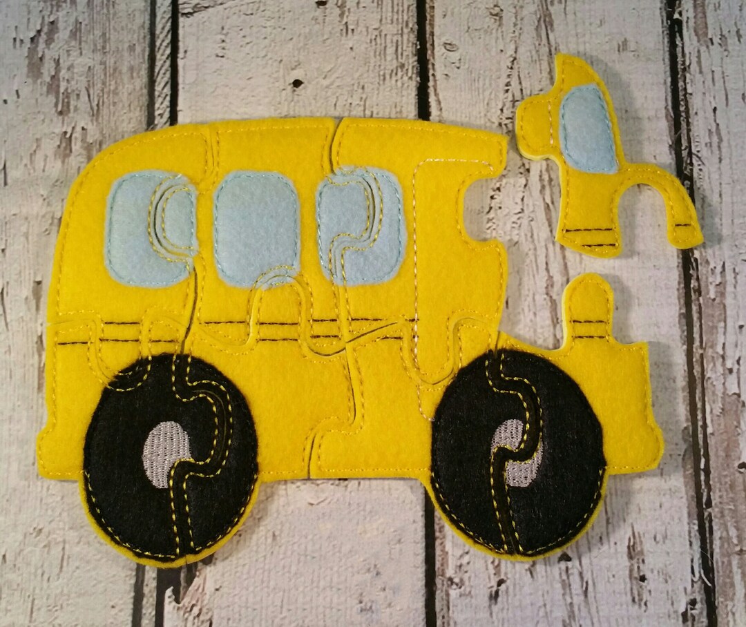 School Bus Felt Puzzle, Busy Bag Games, Fine Motor Skills, Educational ...