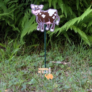 Cow Stake, Garden Decor, Plant Gift, Farmer Gifts, Plant Markers, Plant ...