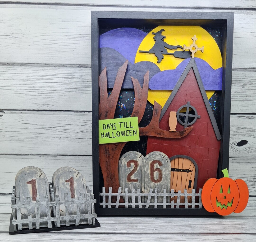 Halloween Graveyard Countdown Advent Calendar, Wooden Halloween Decor ...