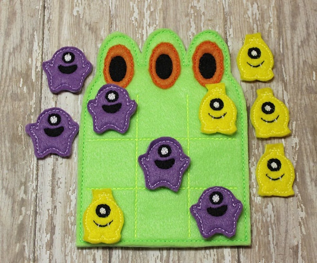 Monster Tic Tac Toe Felt Game, Educational Travel Toy, Activity Book ...