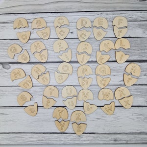 ABC Wooden Egg Shaped Letter Matching Puzzles, Busy Bag Games, Fine ...