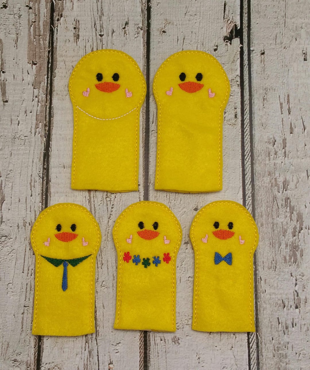 Duck Chick Family Felt Finger Puppet Set for Kids, Pretend Play ...