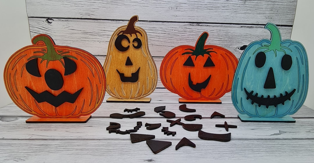 Halloween Build Your Own Jack O Lanterns Kit, Wooden Halloween Decor ...