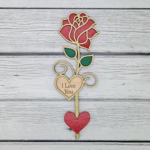 Personalized Laser Engraved Wooden Rose With Stand, Custom Name Flower ...