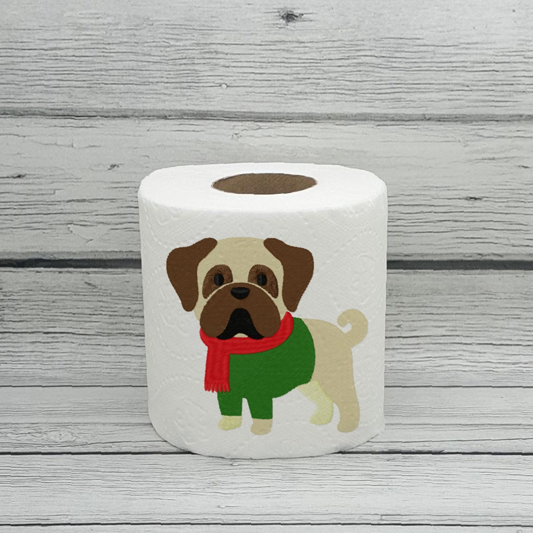 Christmas Dog Pug Embroidered Toilet Paper - Etsy
