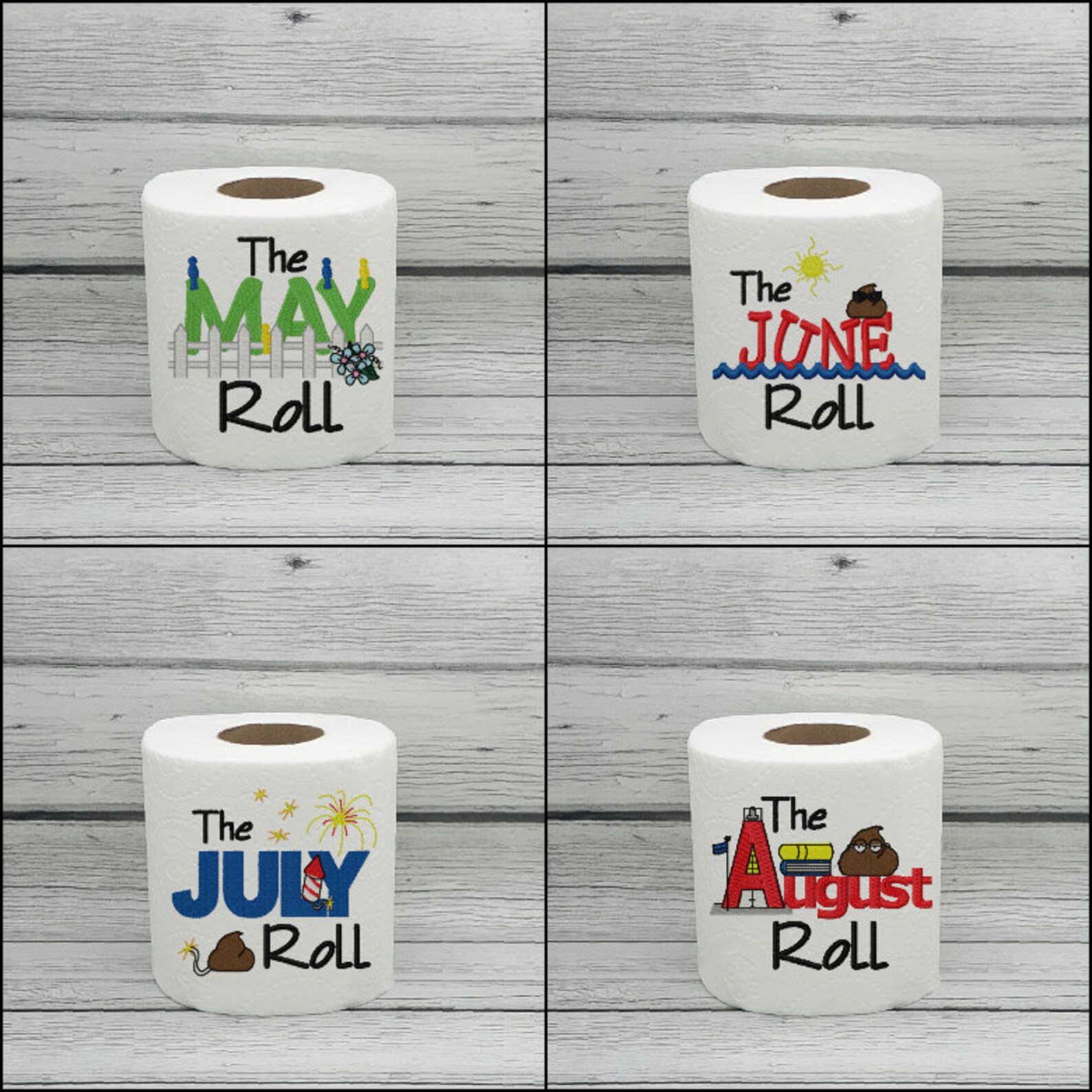TP Roll of the Month Embroidered Toilet Paper Perpetual - Etsy