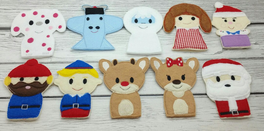 Rudolph and Friends Finger Puppets Embroidered, Puppet, Kids, Children ...