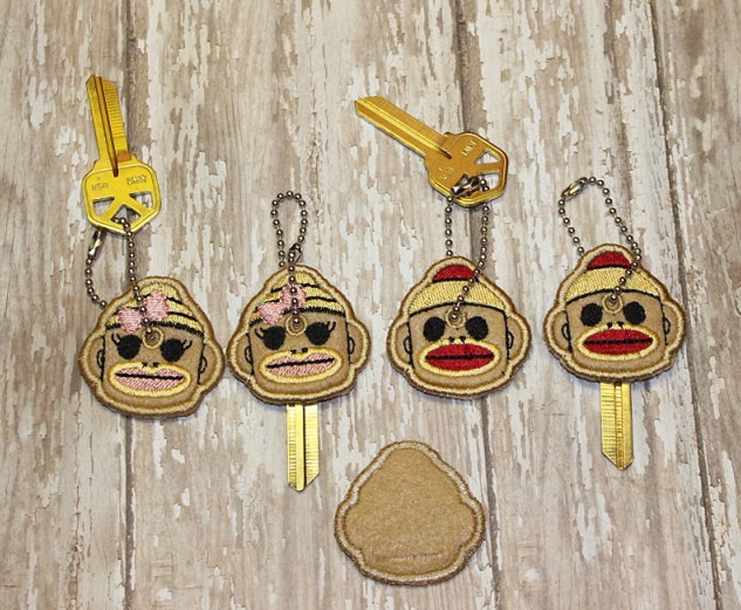Sock Monkey Key Cover, Key Chain, Animal Keychain, Key Fob, Keyfob ...