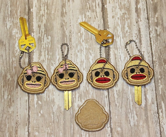 Sock monkey key cover key chain animal keychain key fob | Etsy