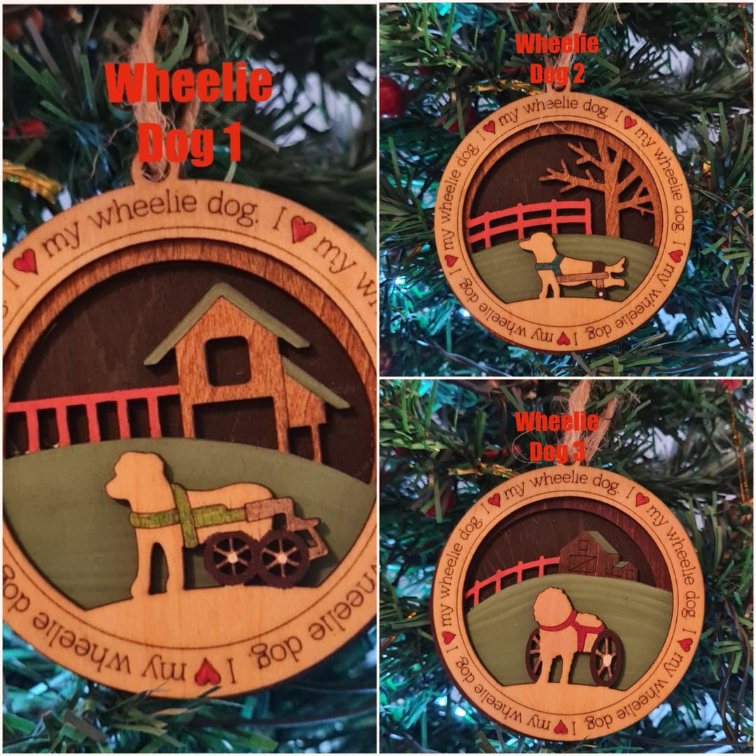 Customized I Love My Wheelie Wheelchair Dog Wooden Christmas Tree ...