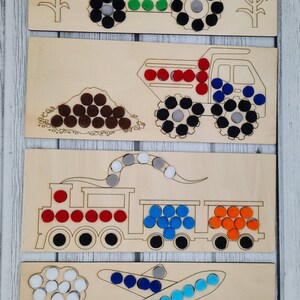 Transportation Themed Wooden Pom Pom Pompom Activity Board, Busy Bag ...