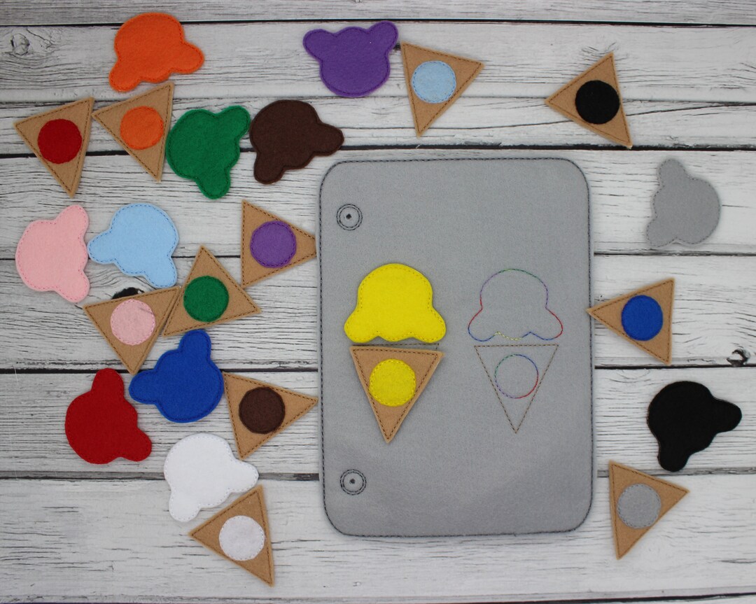 Ice Cream Cone Color Match Quiet Busy Book Page, Educational Toy, Felt ...