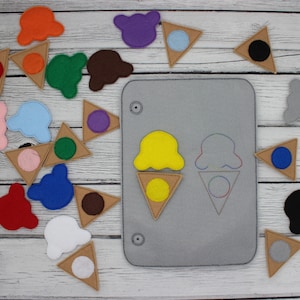 Ice Cream Cone Color Match Quiet Busy Book Page, Educational Toy, Felt ...