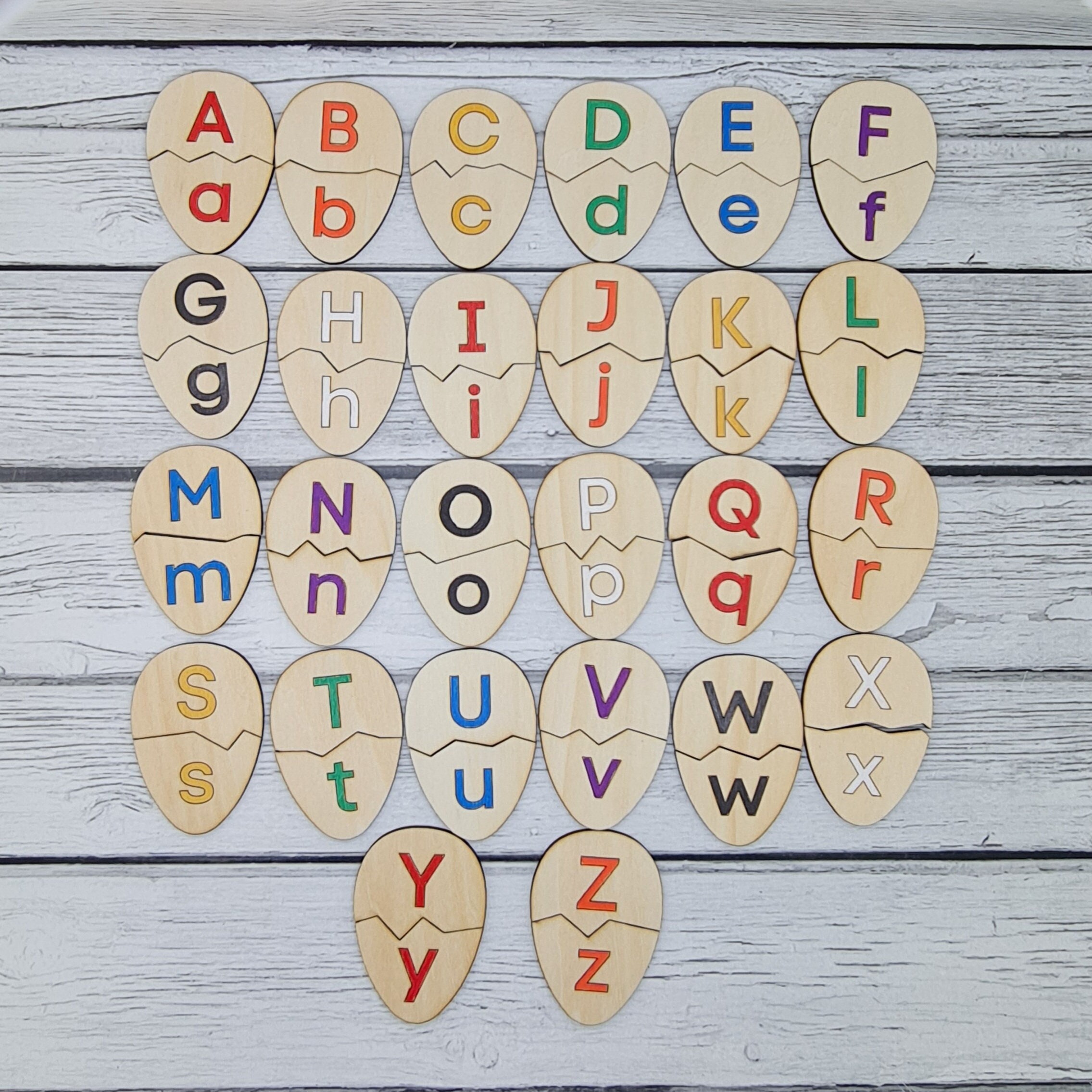ABC Wooden Egg Shaped Letter Matching Puzzles Busy Bag Games - Etsy ...
