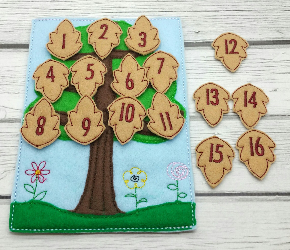 Leaf Tree Counting Board, Preschool Games, Educational Toys, Felt ...