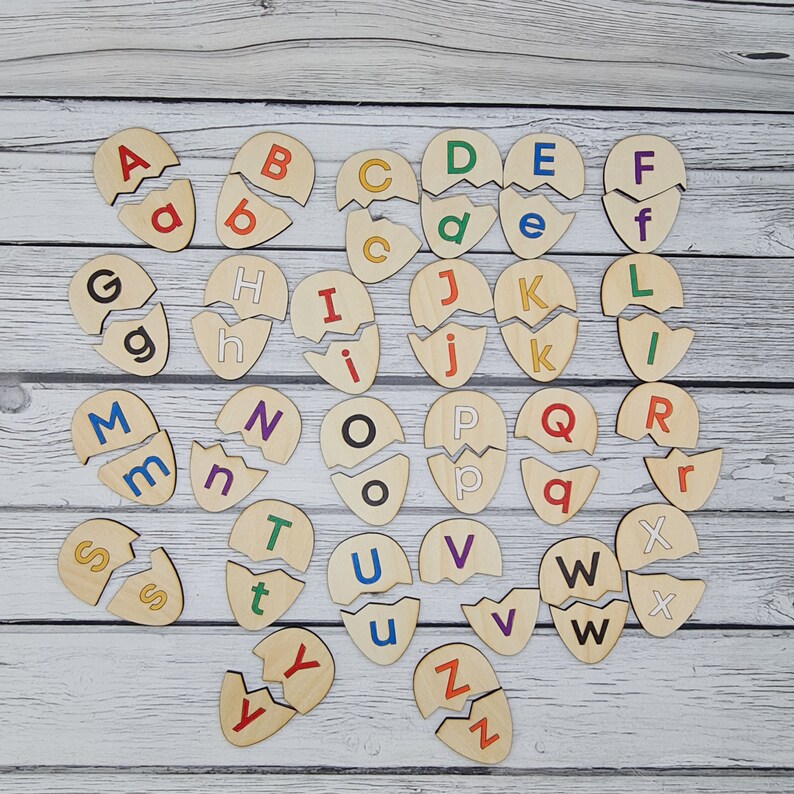 ABC Wooden Egg Shaped Letter Matching Puzzles Busy Bag Games - Etsy