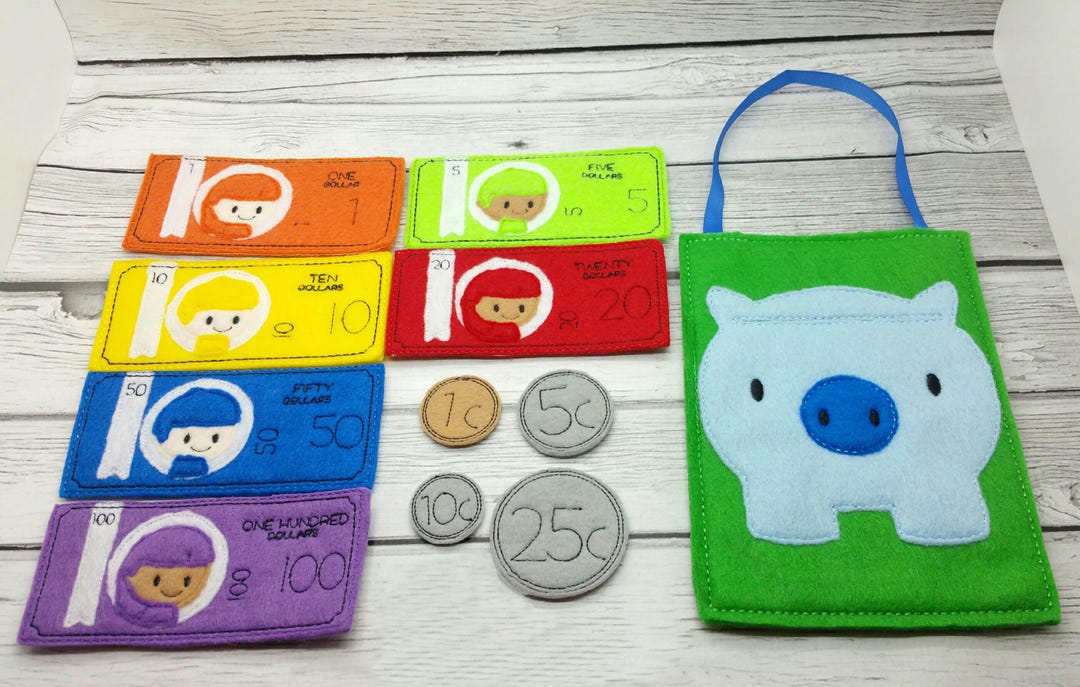 Piggy Bank, Play Money, Busy Bag Game, Educational Toys, Toddler Travel ...