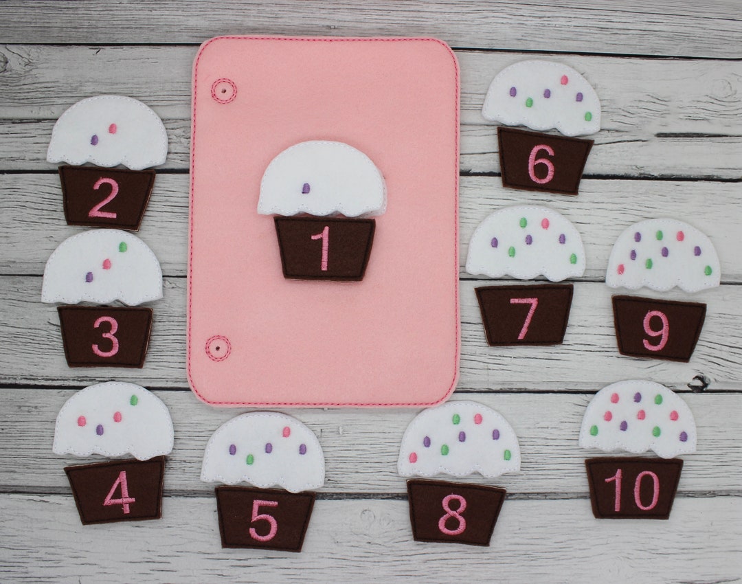 Cupcake Number Matching Quiet Busy Book Page, Educational Toy, Felt ...