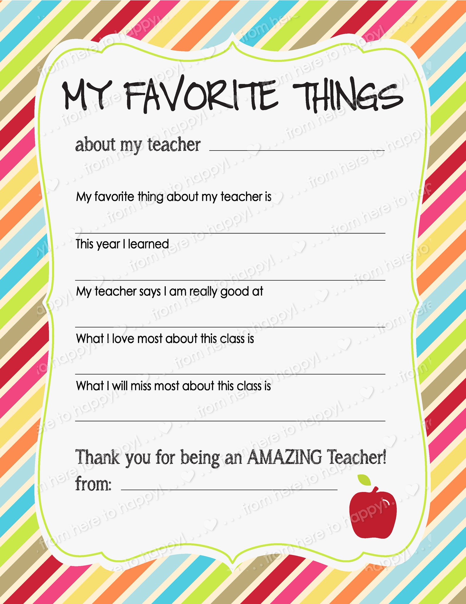 Teacher Appreciation CLASS BOOKLET, Teacher End of Year Gift ...