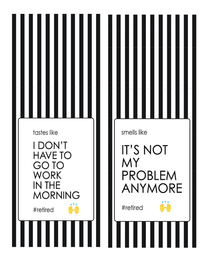 Retirement Wine or Candle Labels, Printable Tags - Etsy