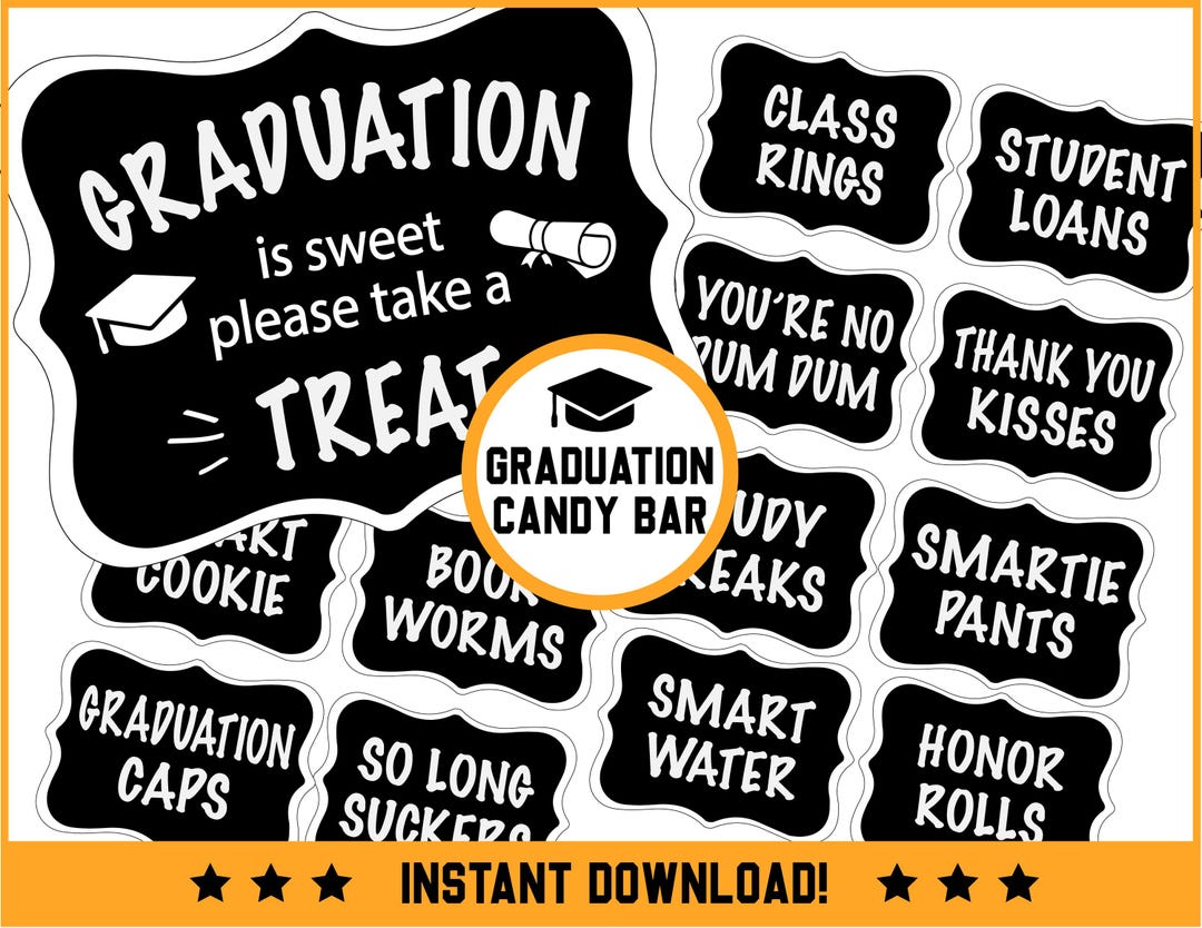 Graduation Candy Bar-includes Grad Related Candy Labels and 3 Table ...