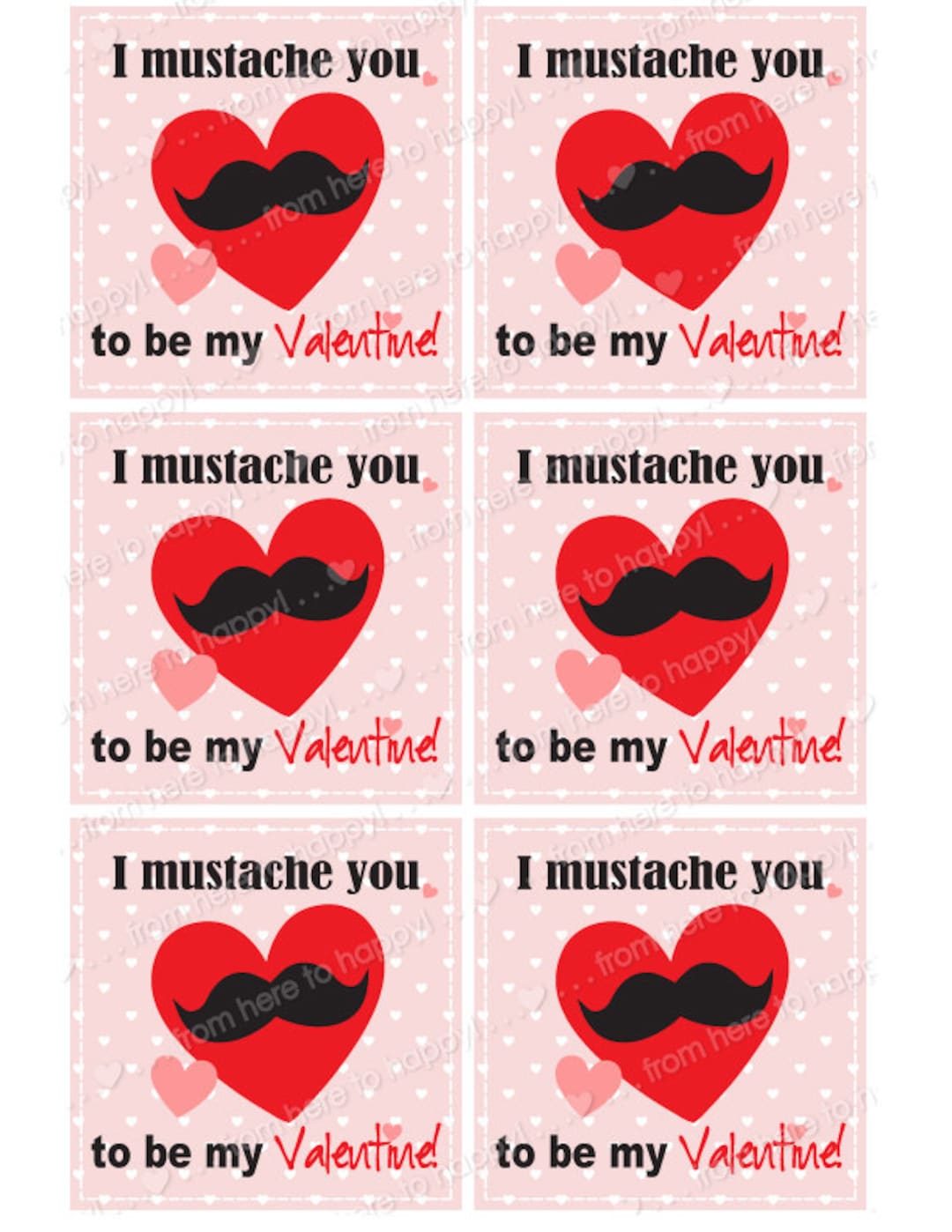 PIY (print It Yourself) Digital File-valentine "i Mustache You to Be My ...