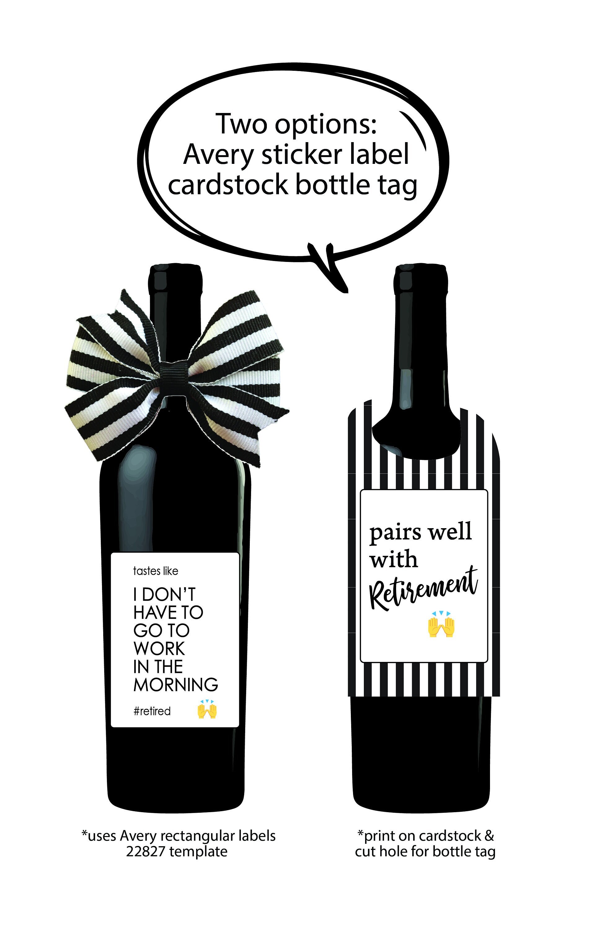 Retirement Wine or Candle Labels, Printable Tags - Etsy