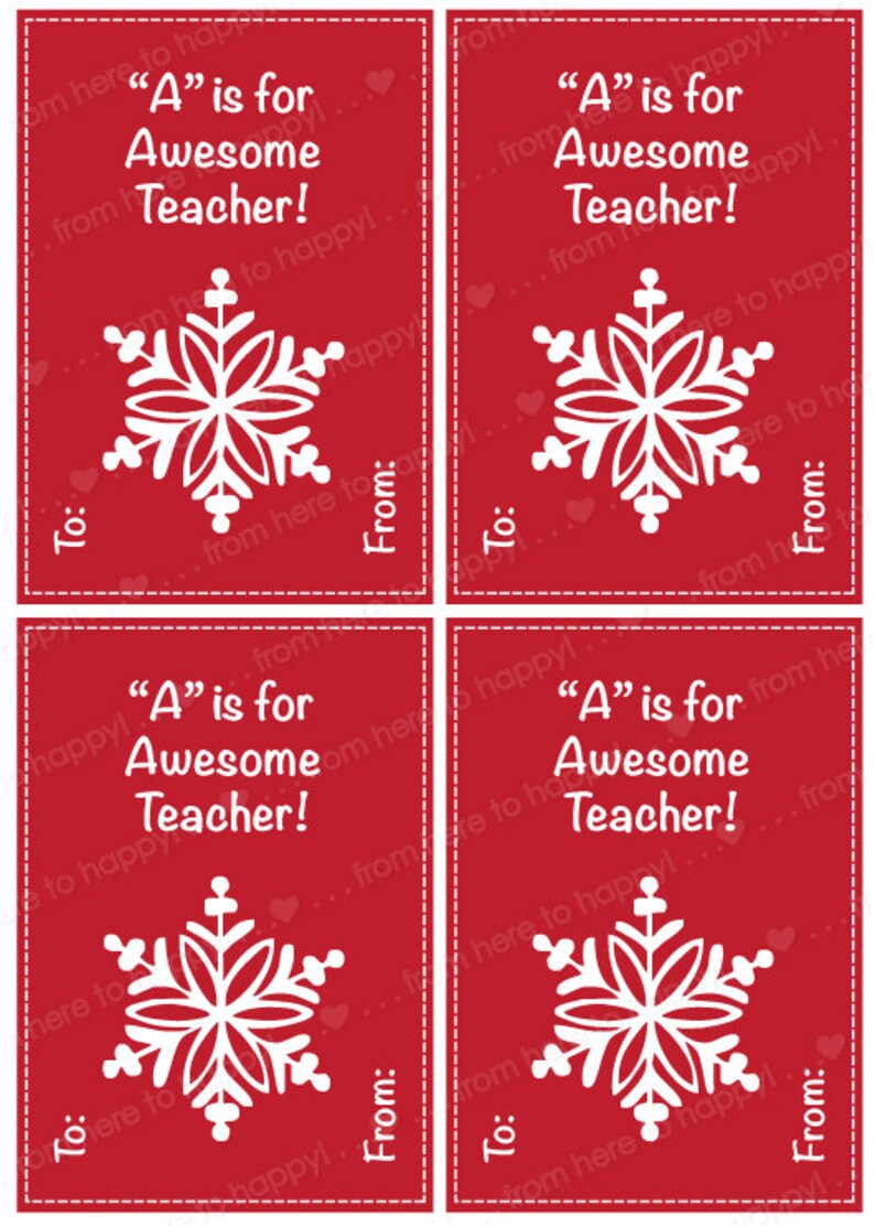 Teacher Gifts, Teacher Appreciation, Thank You Note, Gift Tag, Holiday ...