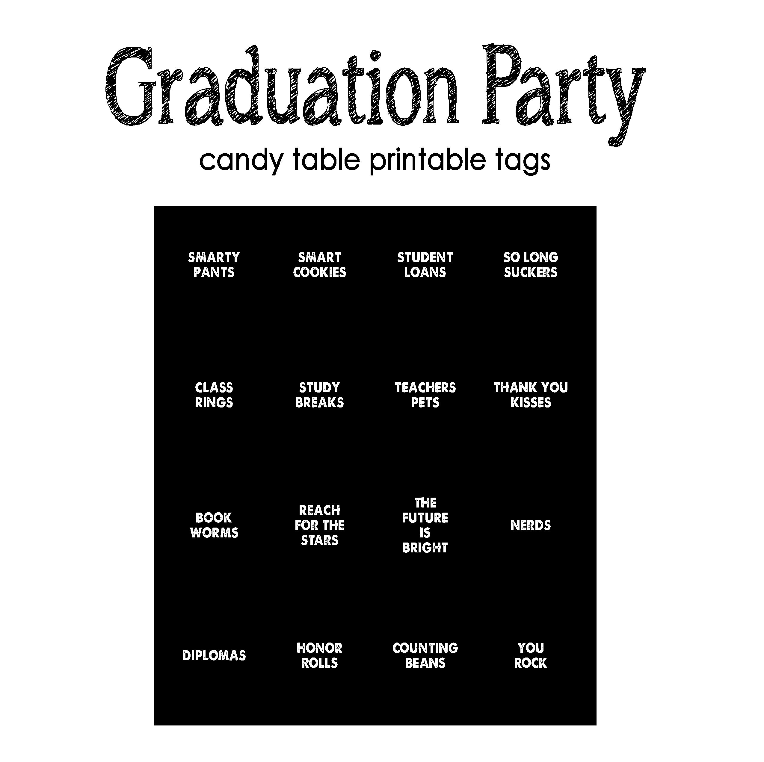 Graduation Candy Bar-includes Grad Related Candy Labels and Table ...