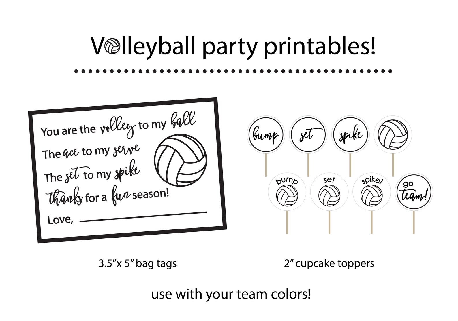 Volleyball Party Printables - Etsy