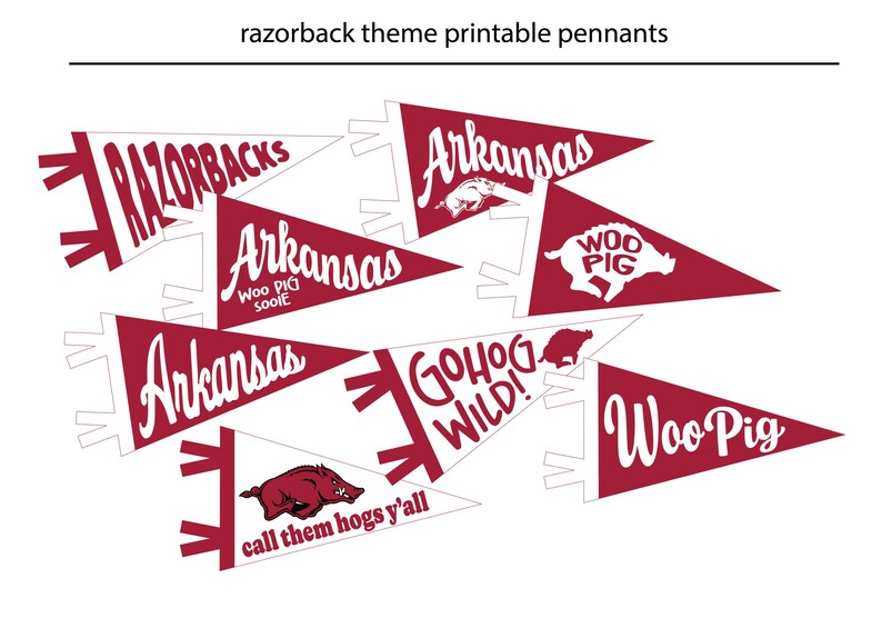 Razorback Themed Printable Pennants - Etsy